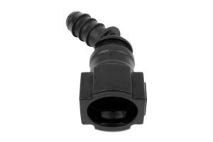 3/8" Hose Barb to 3/8" (9.49mm) Female Quick Connect, 45-Degree, Double Button